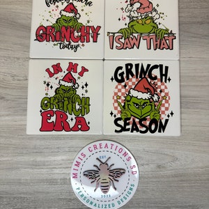 Grinch Holiday Ceramic Personalized Coasters Set of 4 | Square ...