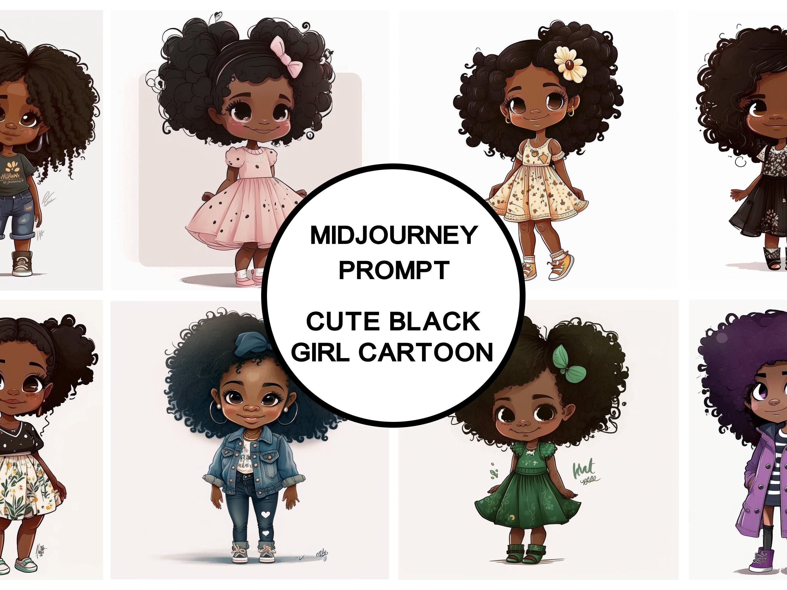 Midjourney Prompt for Cute Black Girls, Cartoon Black Girls, AI Art ...
