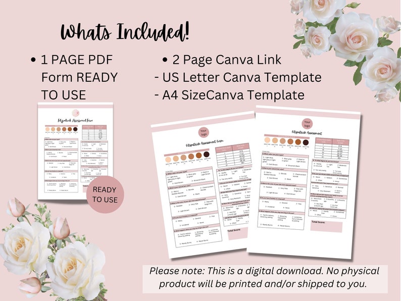 Fitzpatrick Assessment Template Customizable and Editable, Instant ...