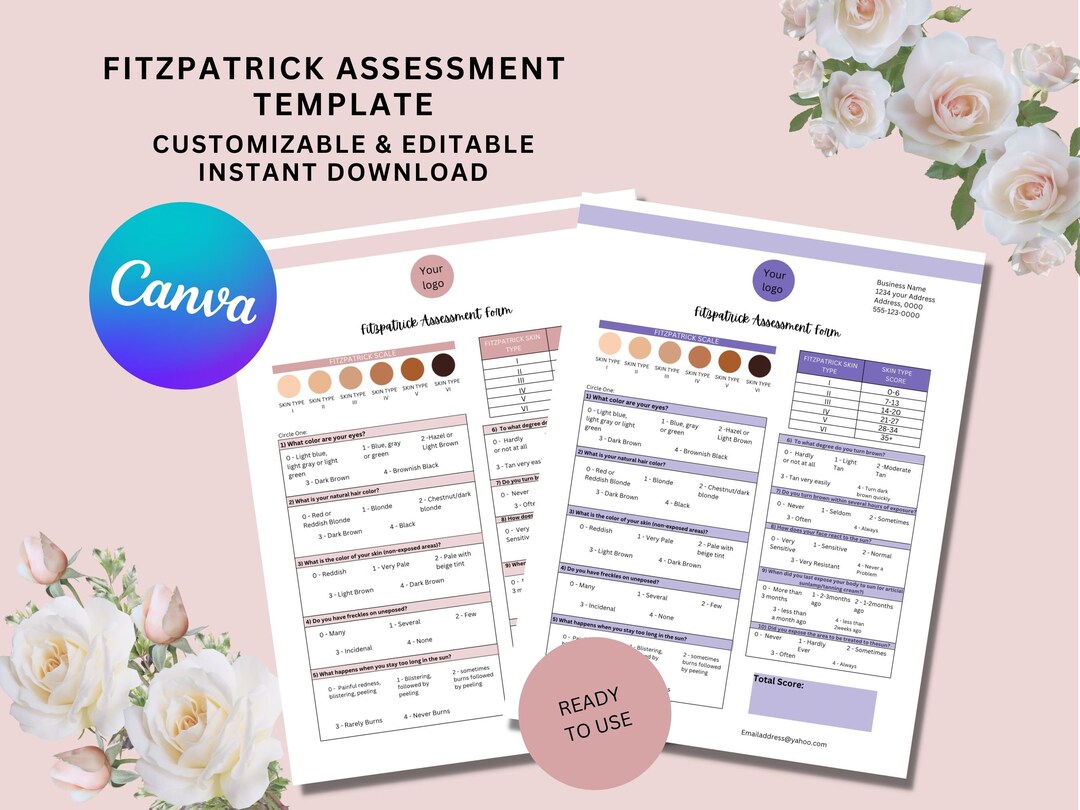 Fitzpatrick Assessment Template Customizable and Editable, Instant ...