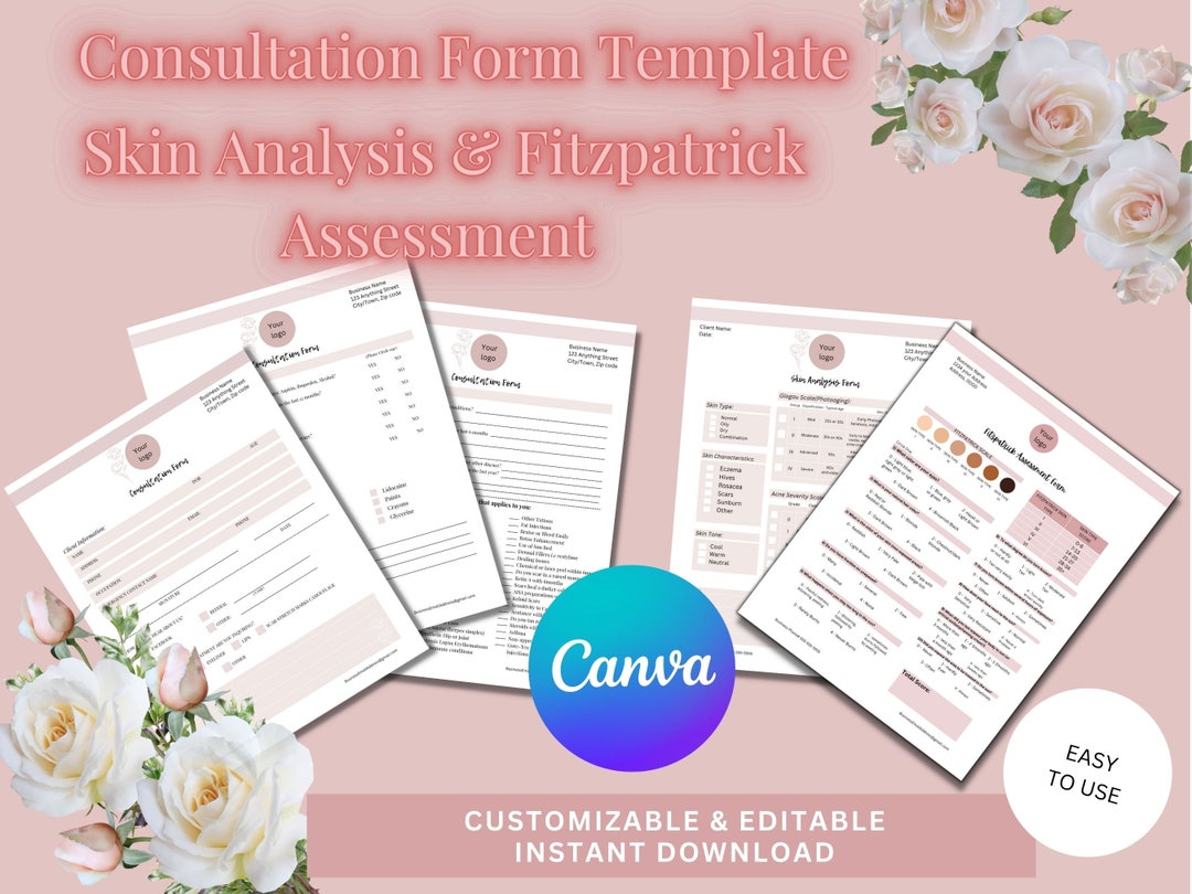 Consultation Form, Fitzpatrick, Skin Analysis Customizable and Editable ...