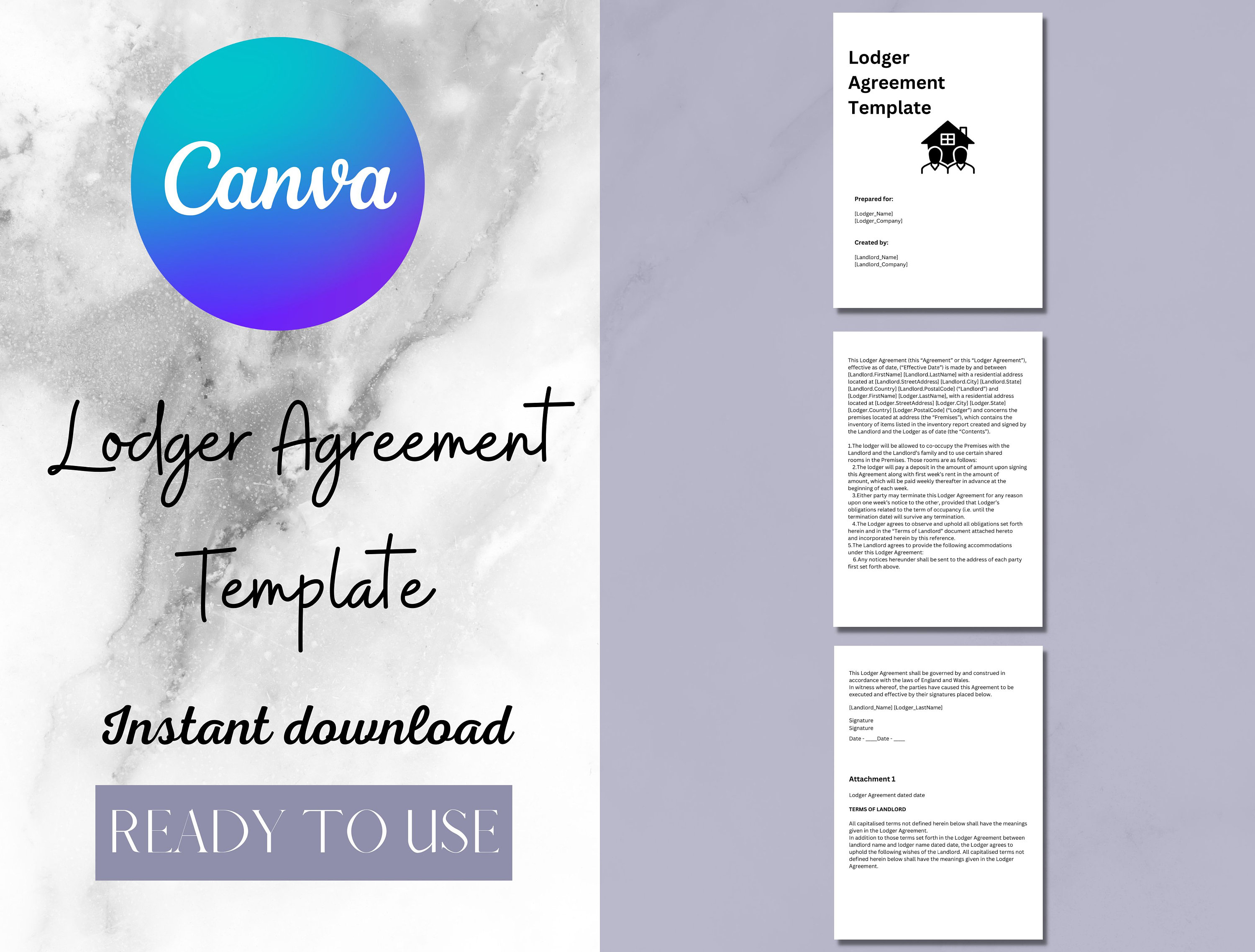 Lodger Agreement Template | Short Easy to Edit Lodger Agreement | Loan ...