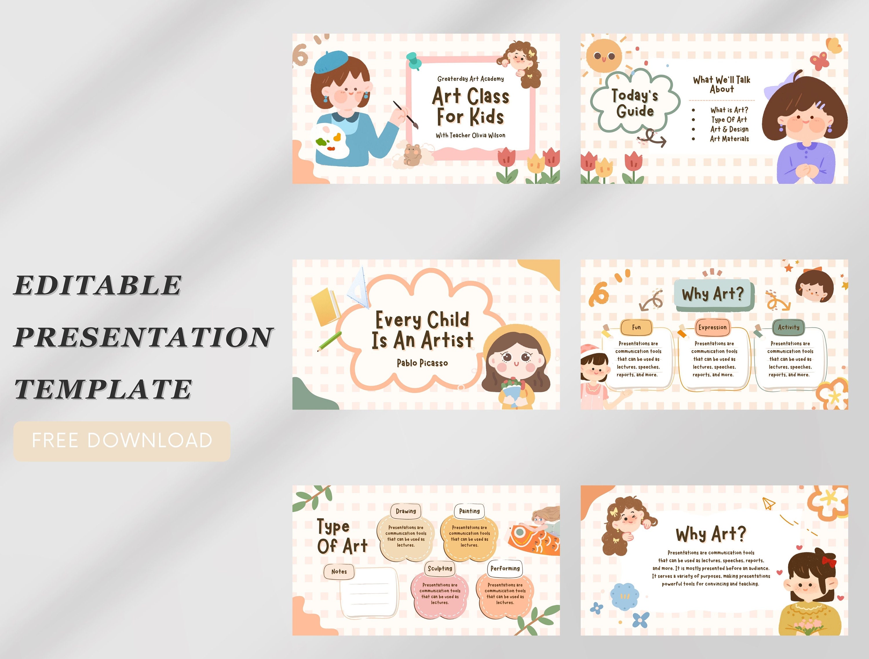Fun Colorful Pastel Art Class Kids Presentation | Minimal E-learning ...