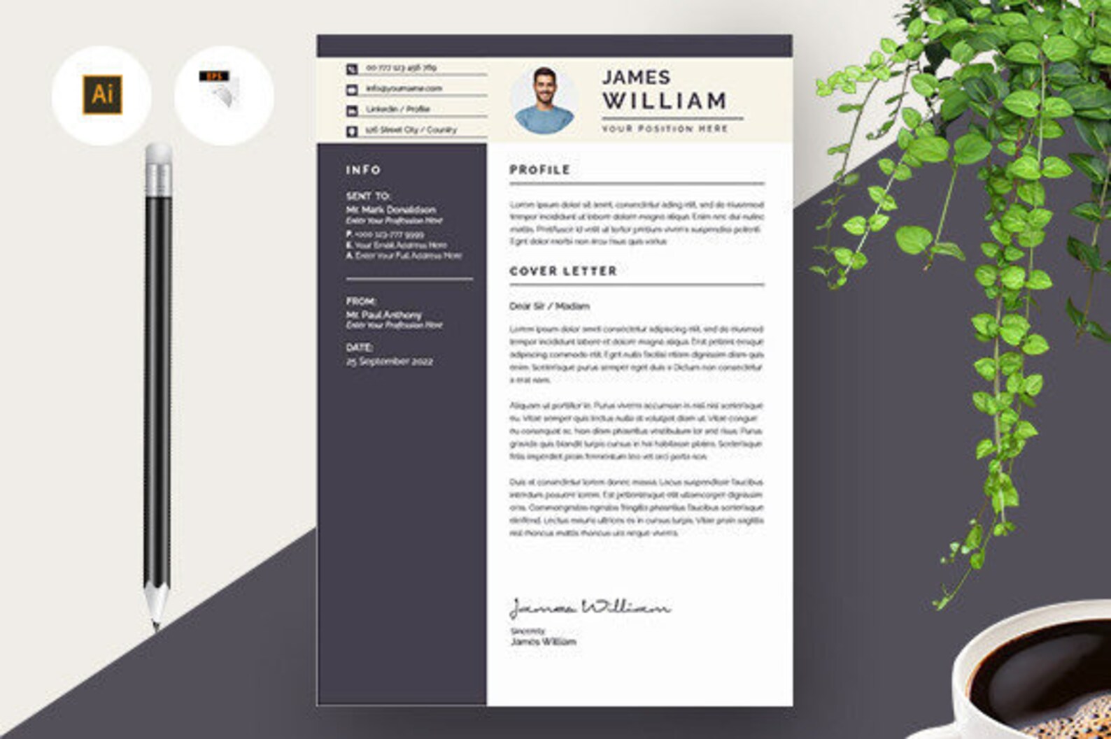 Resume Template | Digital Product | Digital Download | Modern CV ...