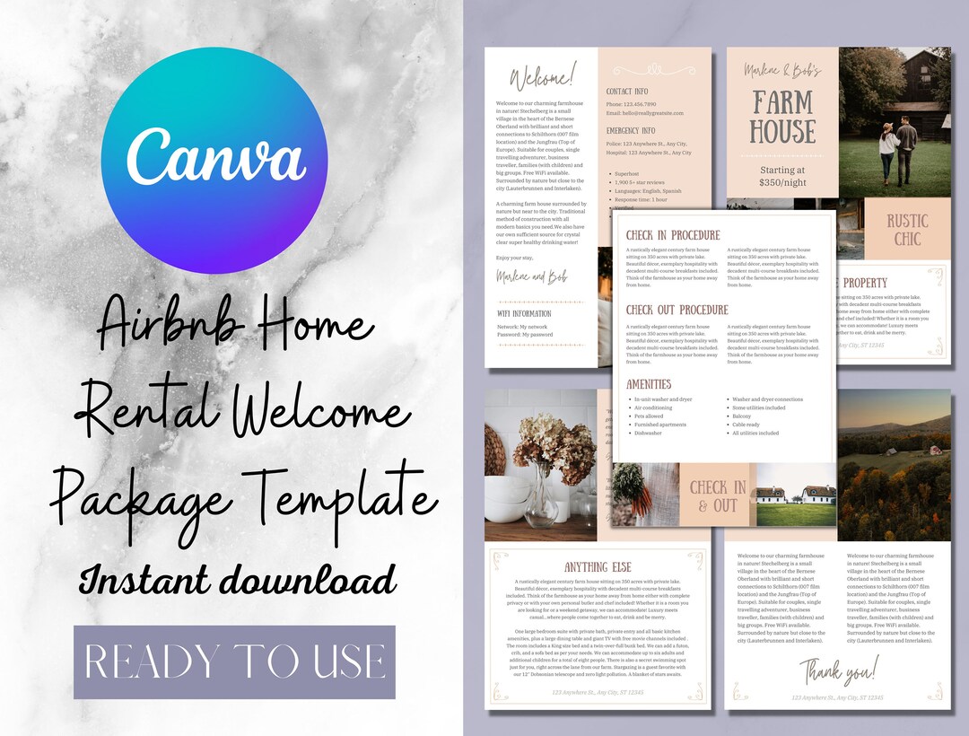 Airbnb Home Rental Welcome Package Template, Vacation Rental Welcome ...