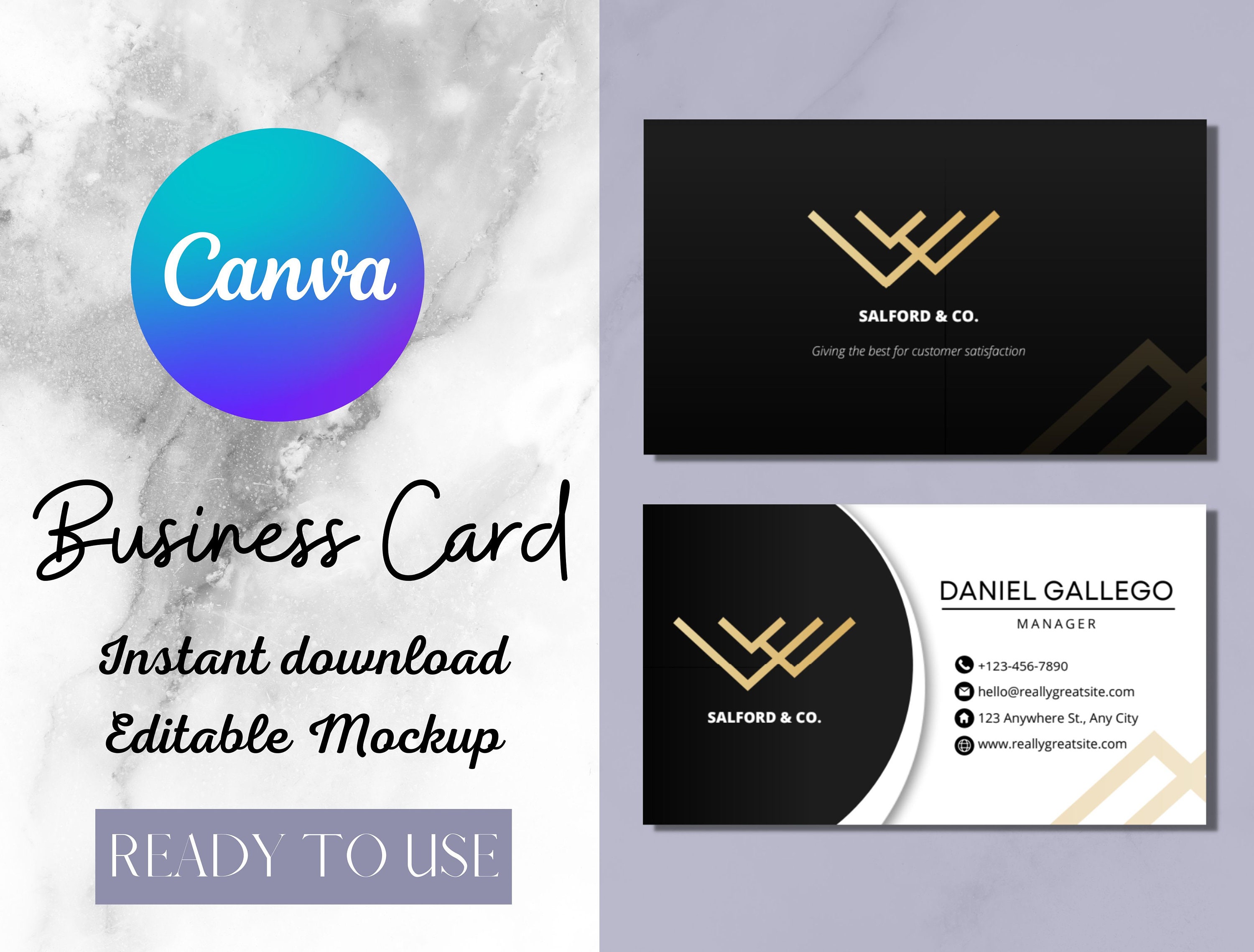 Editable Business Card, DIY Business Card, Canva Business Card, Double ...