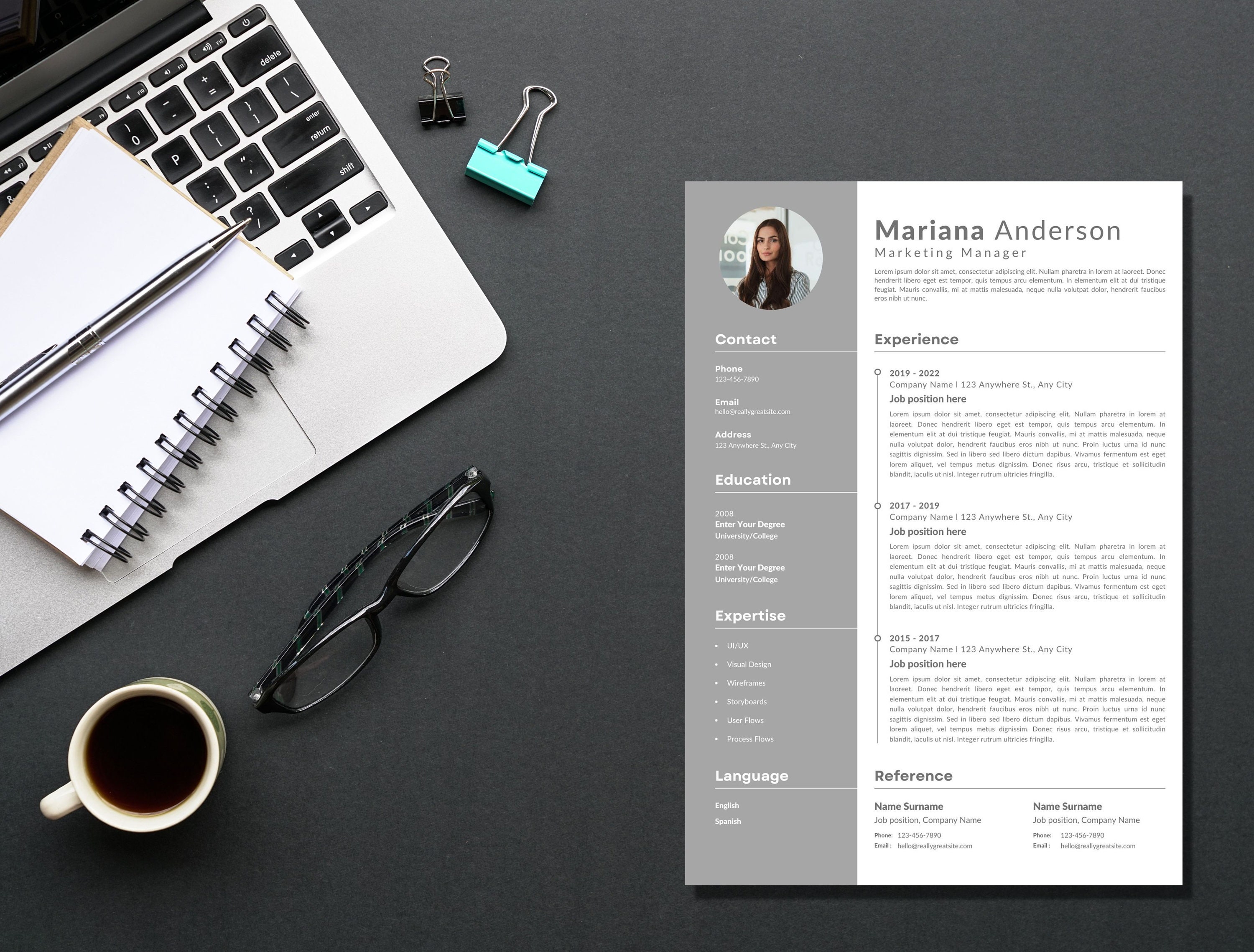 Resume Template for Microsoft Word | Cover Letter and References ...
