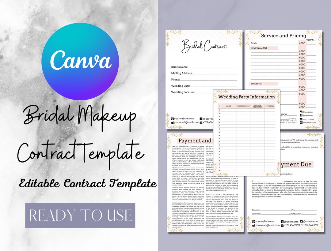 Editable Makeup Contract Template,freelance Makeup Artist Contract ...