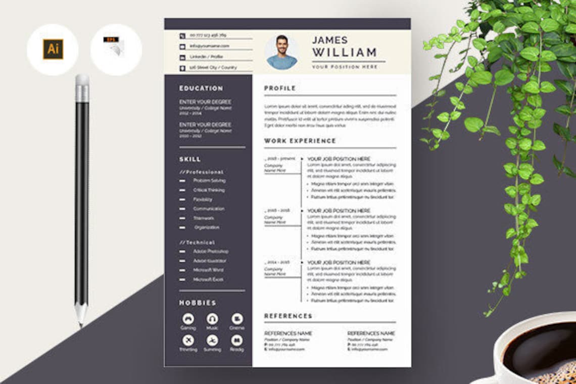 Resume Template | Digital Product | Digital Download | Modern CV ...
