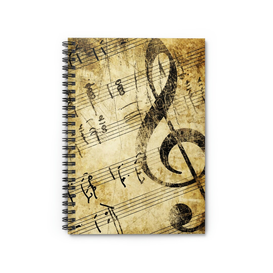 Notebook: Music Lovers Treble Clef and Notes Spiral Notebook Ruled Line ...