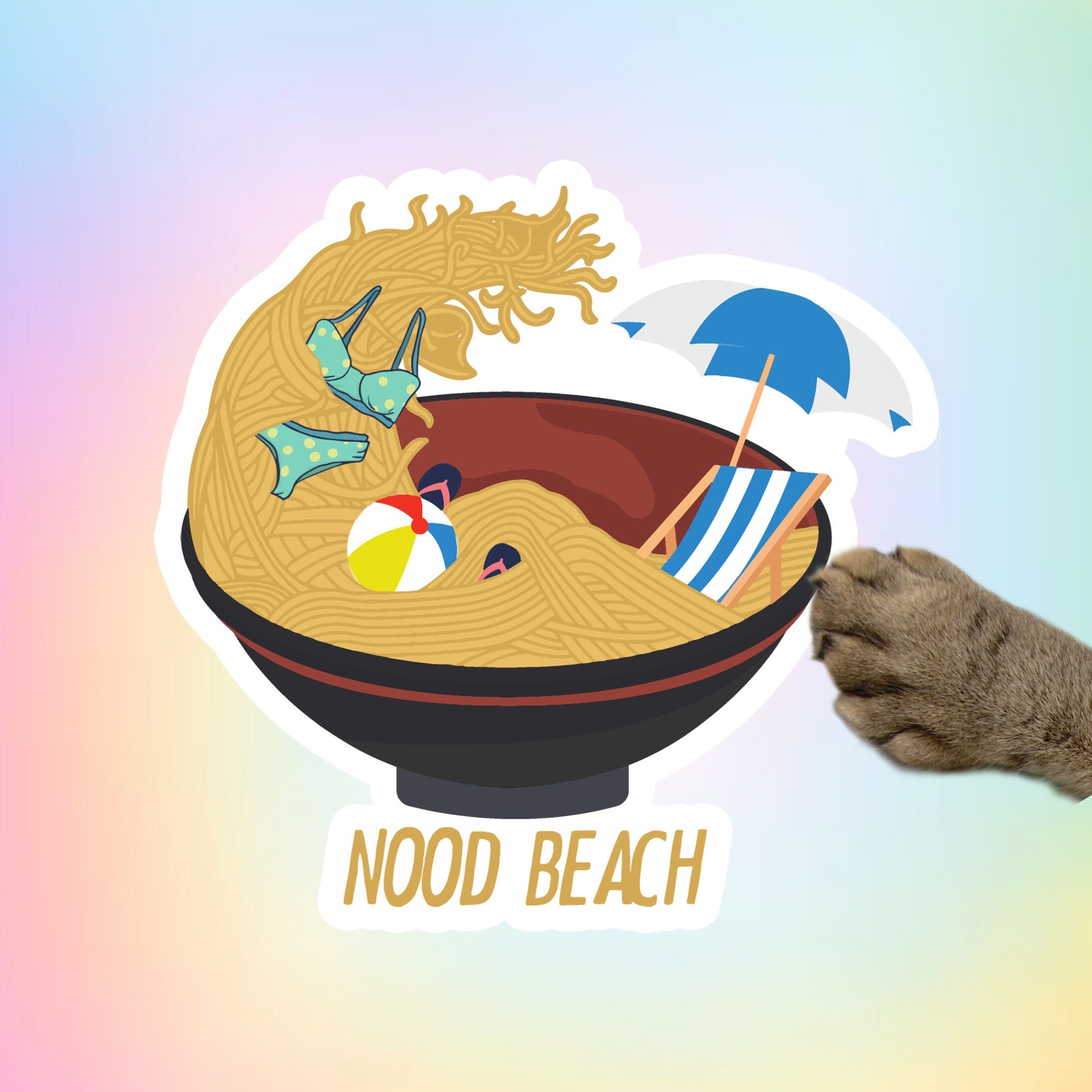 NOOD BEACH, 4" Die-cut Vinyl Sticker, Funny Sticker, Beach, Pun Sticker ...