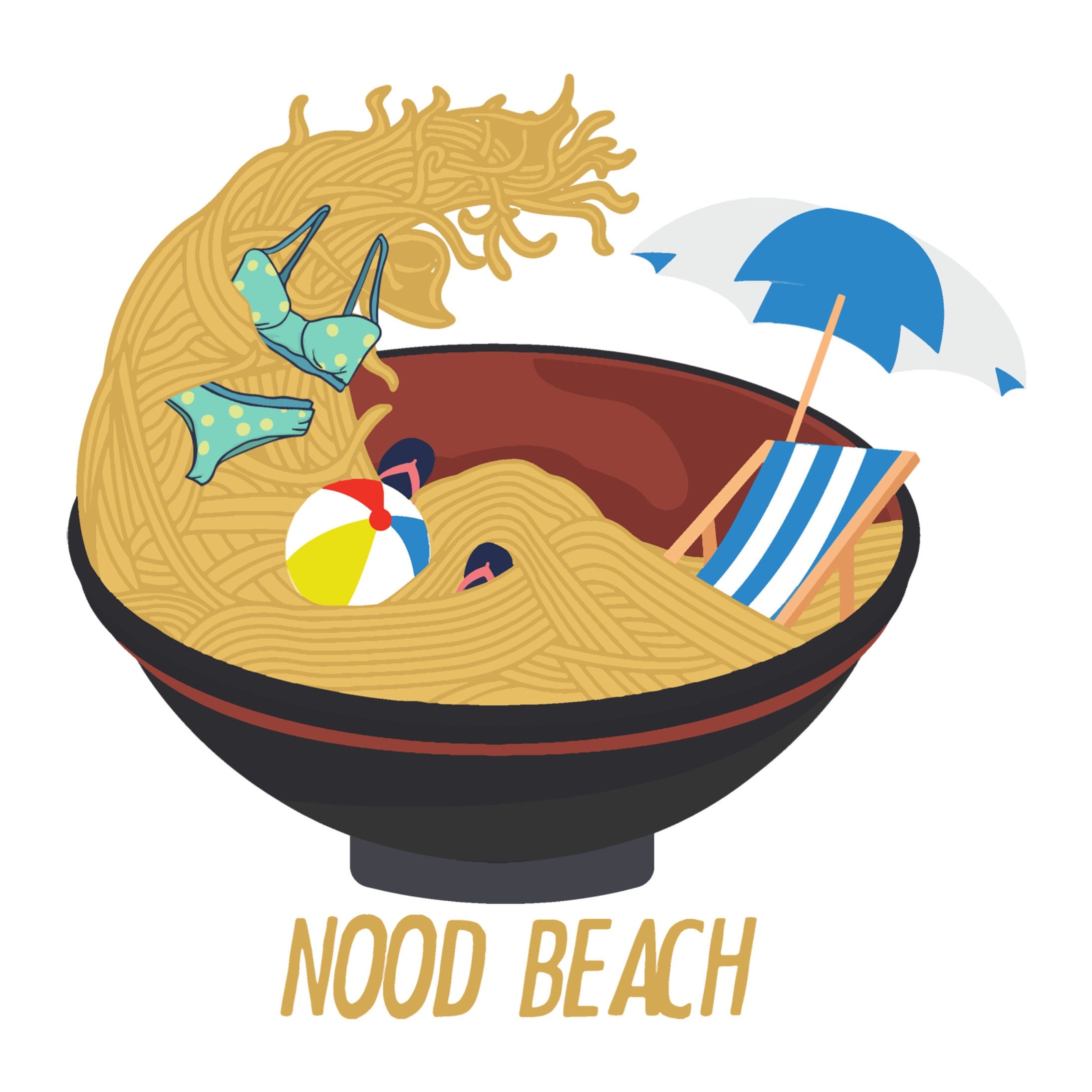 NOOD BEACH, 4 Die-cut Vinyl Sticker, Funny Sticker, Beach, Pun Sticker, Meme Sticker, Send Noods ...