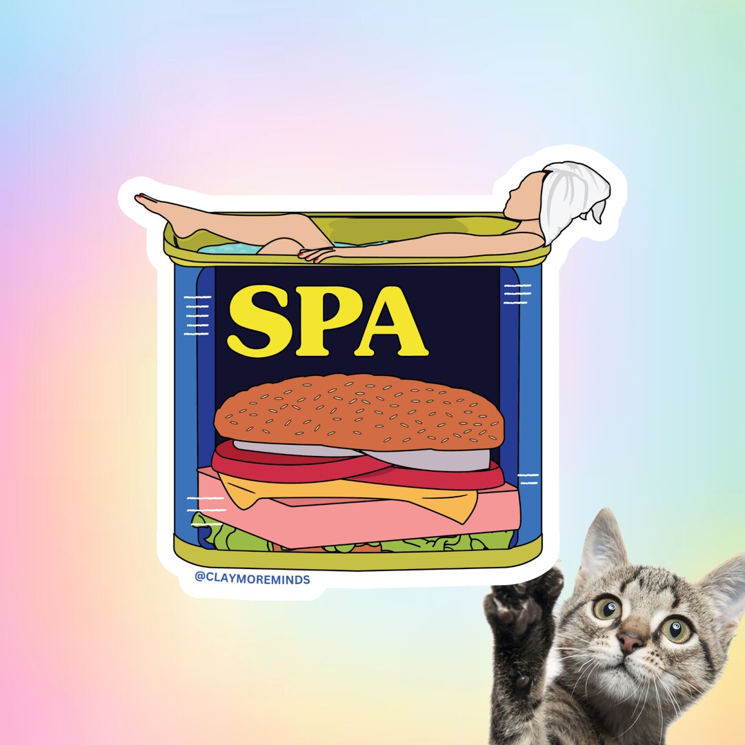 SPA, 3" & 4" Die-cut Vinyl Sticker, Funny Sticker, Pun Sticker, Meme ...