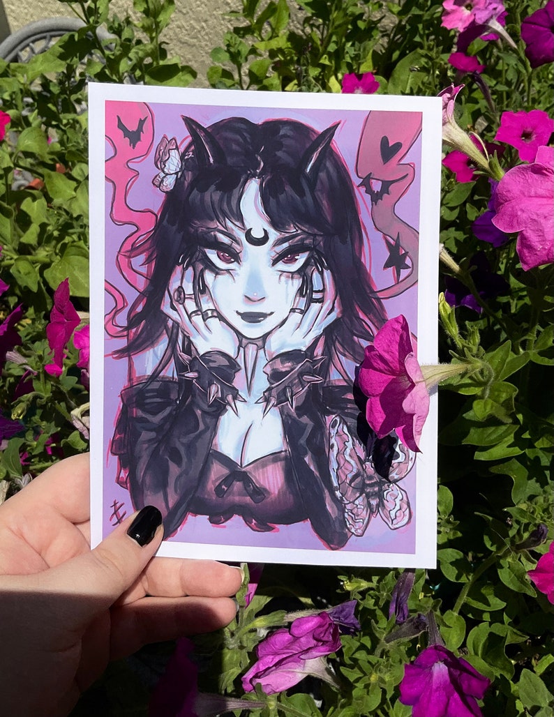 Demon Moth Girl Art Print - Etsy