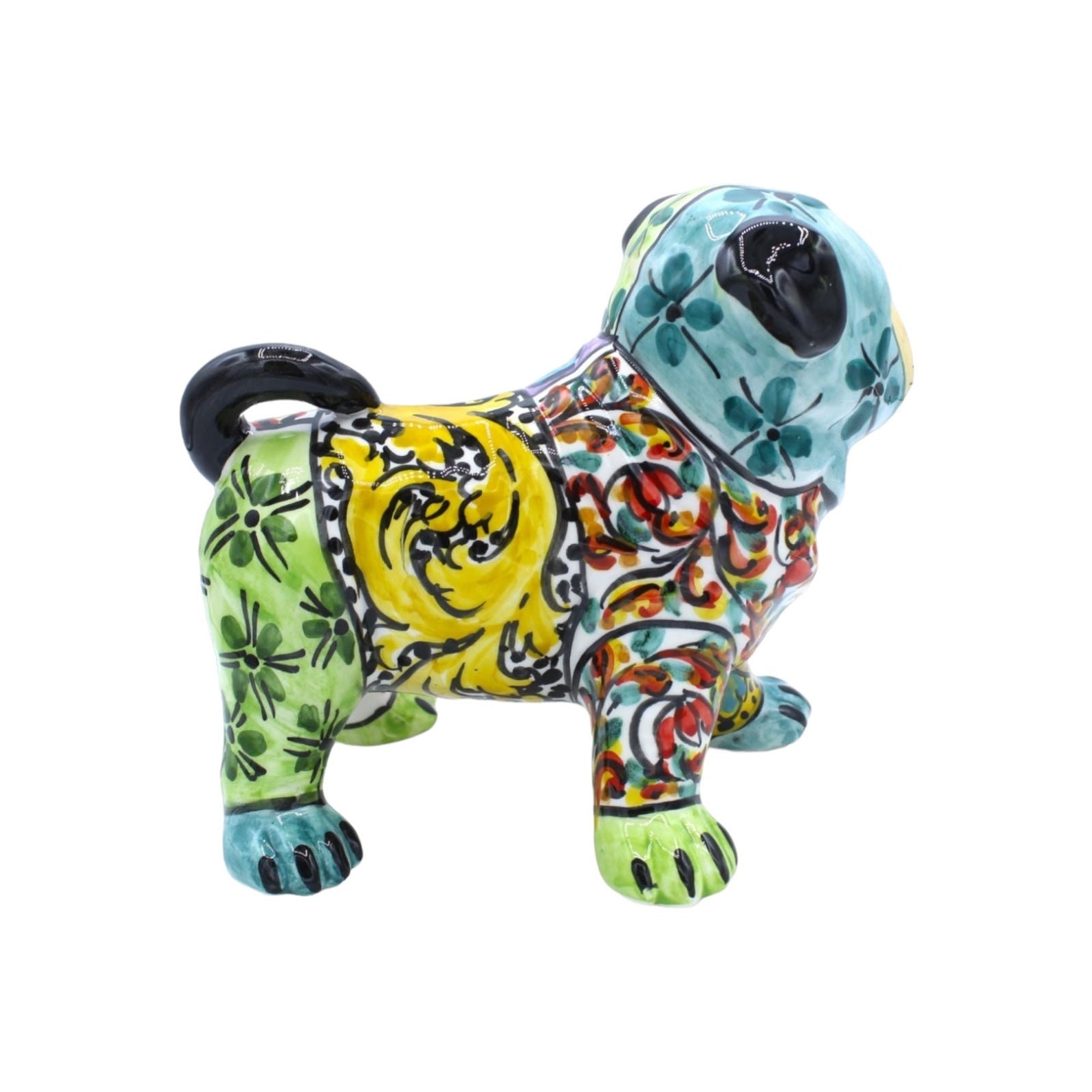 Caltagirone Ceramic Pug Dog, Measurements H 18 X 20 Cm Approx. Modern ...