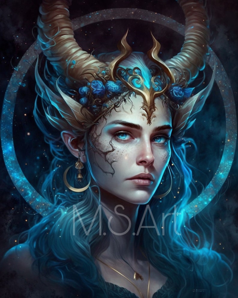 Capricorn Queen 2.0- Digital Art Print, Wall Art, Home Decor, Printable ...