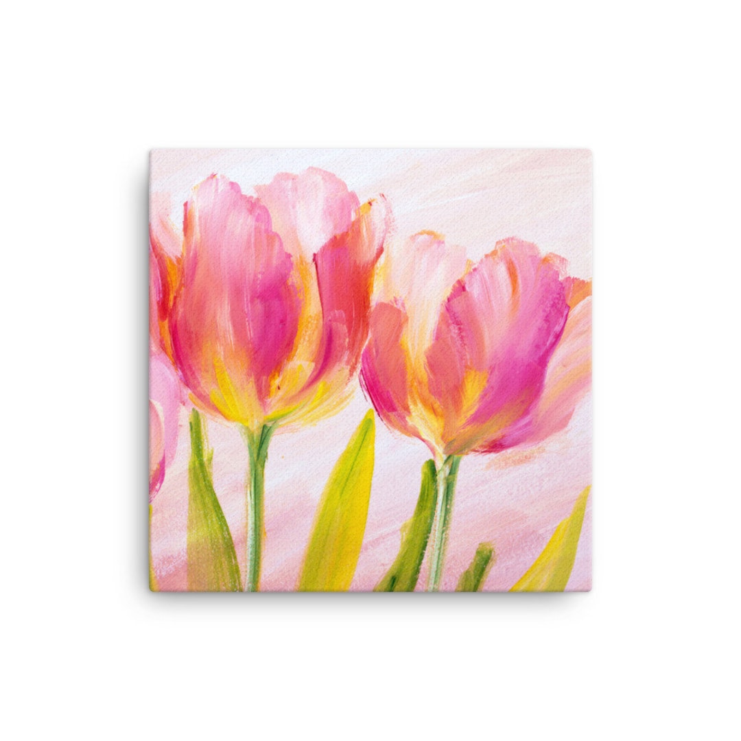 Pink Tulips Canvas Wall Art - Etsy