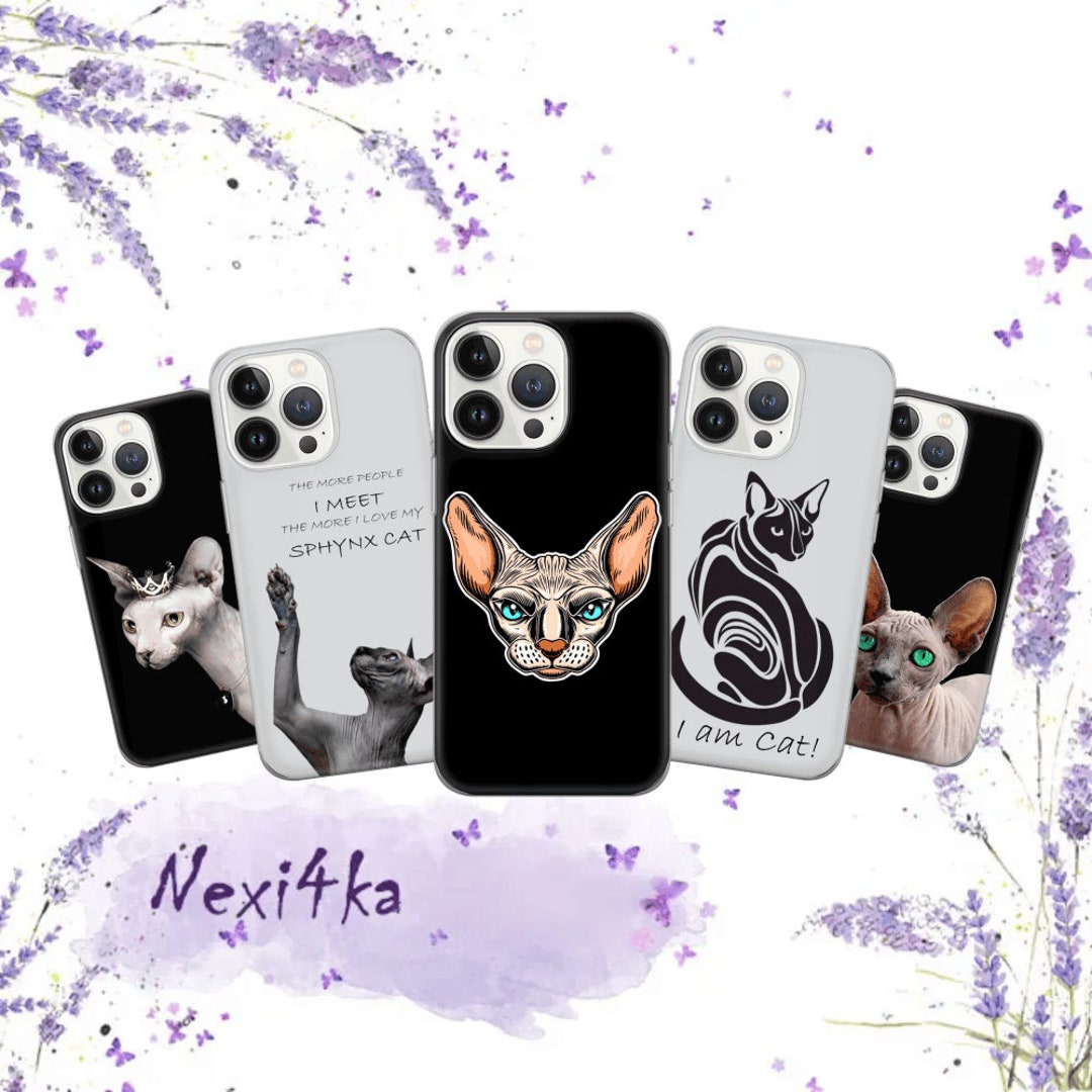 Unusual Cat Phone Case Sphynx Cat Cover for iPhone 16 15 14 13 12 Pro ...