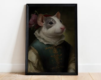 Gothic Ghost Plays With Rats in a Field of Flowers, Botanical Vintage ...