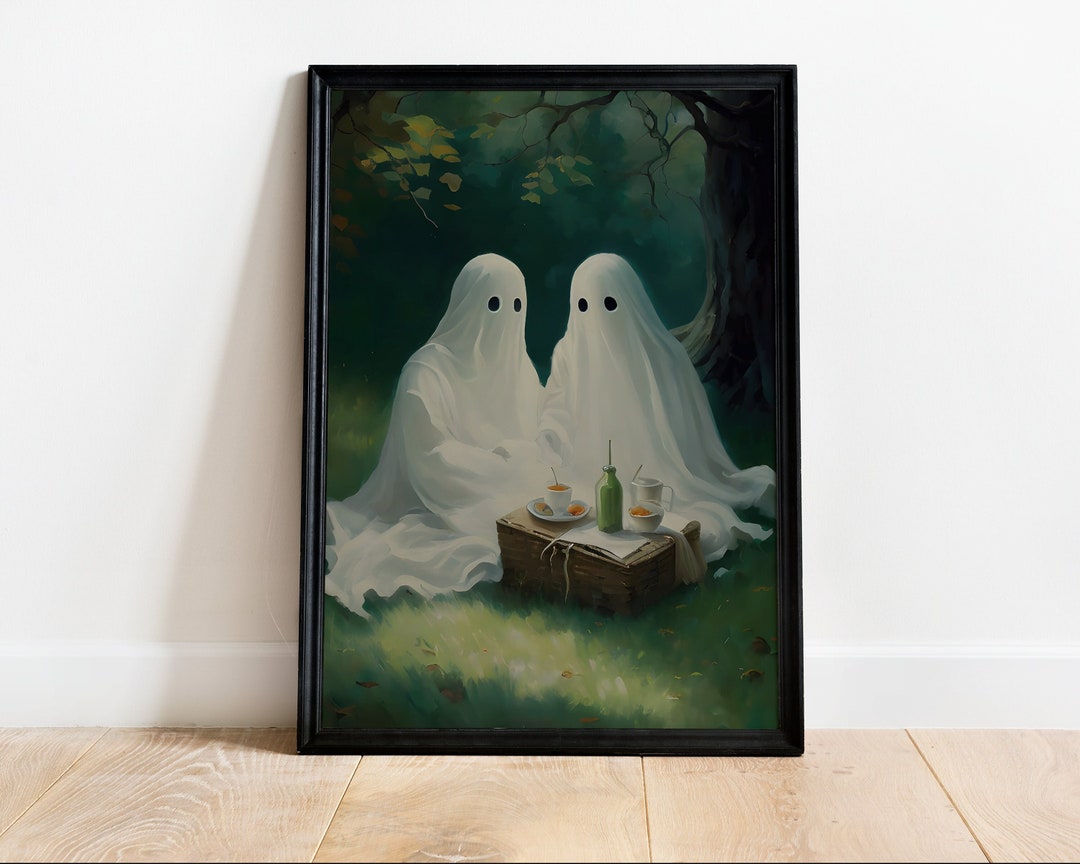 Ghost Couple Having a Picnic, Vintage Poster, Art Poster Print, Dark ...