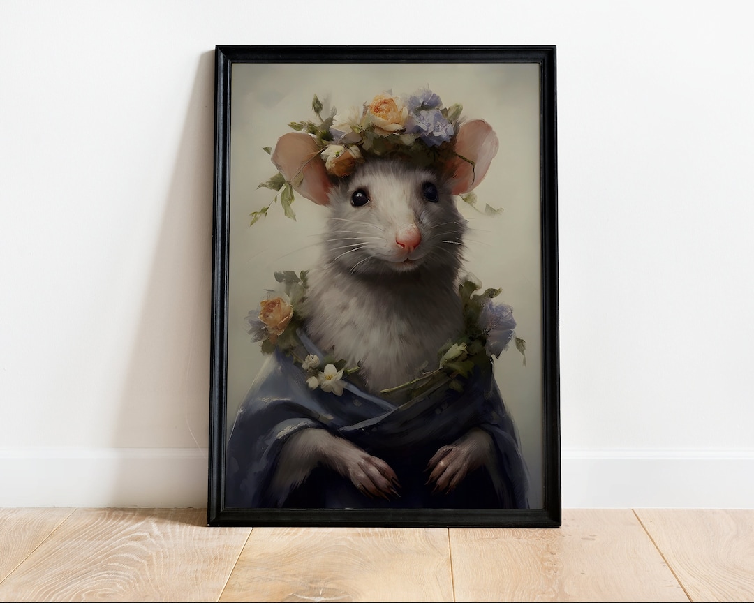 Gothic Rat Wearing Flower Crown, Vintage Poster, Art Poster Print, Home ...