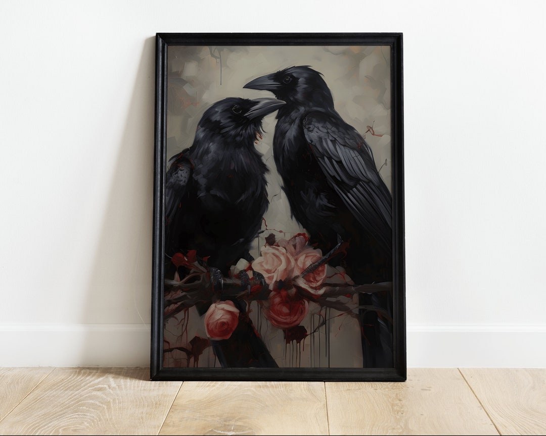 Gothic Romantic Raven Couple, Vintage Poster, Art Poster Print, Home ...