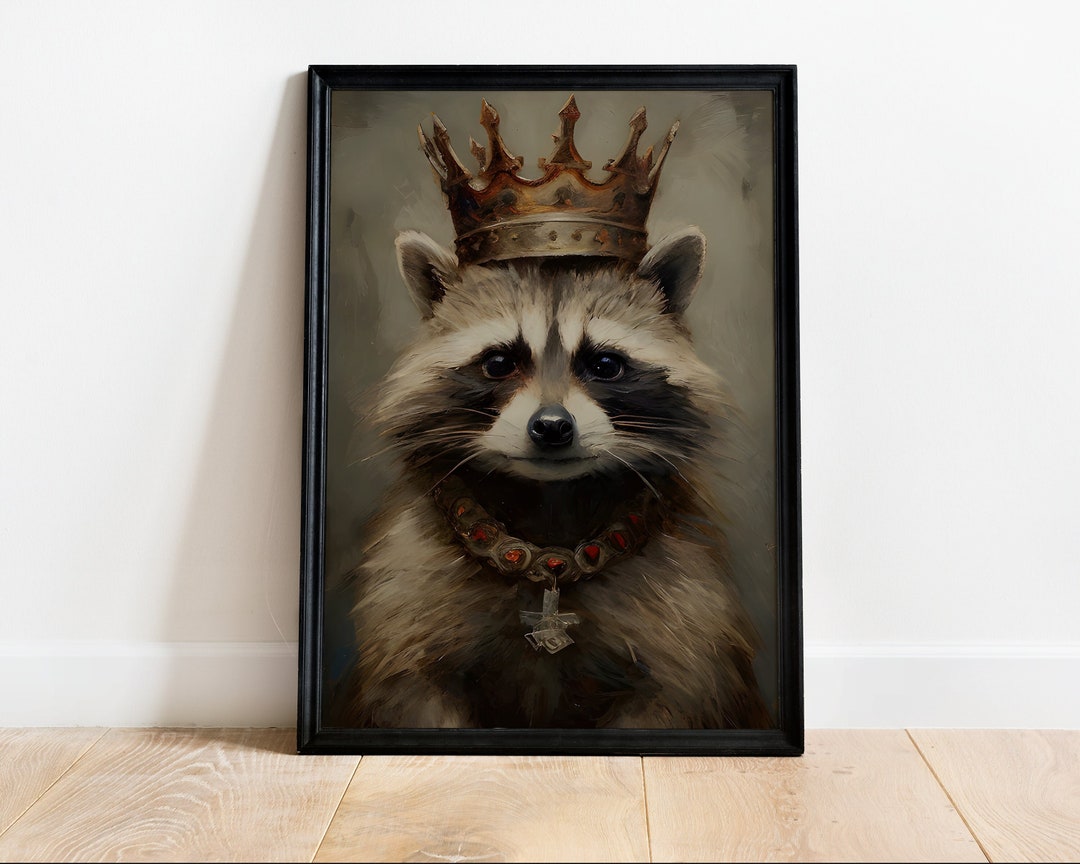 Gothic Raccoon King Vintage Poster, Art Poster Print, Home Decor ...