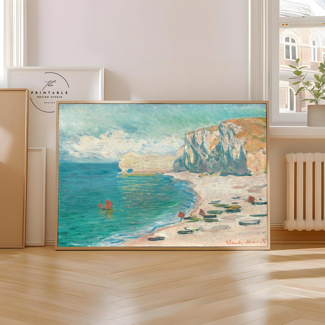 Claude Monet Etretat Beach | Impressionist Landscape Painting | Coastal ...