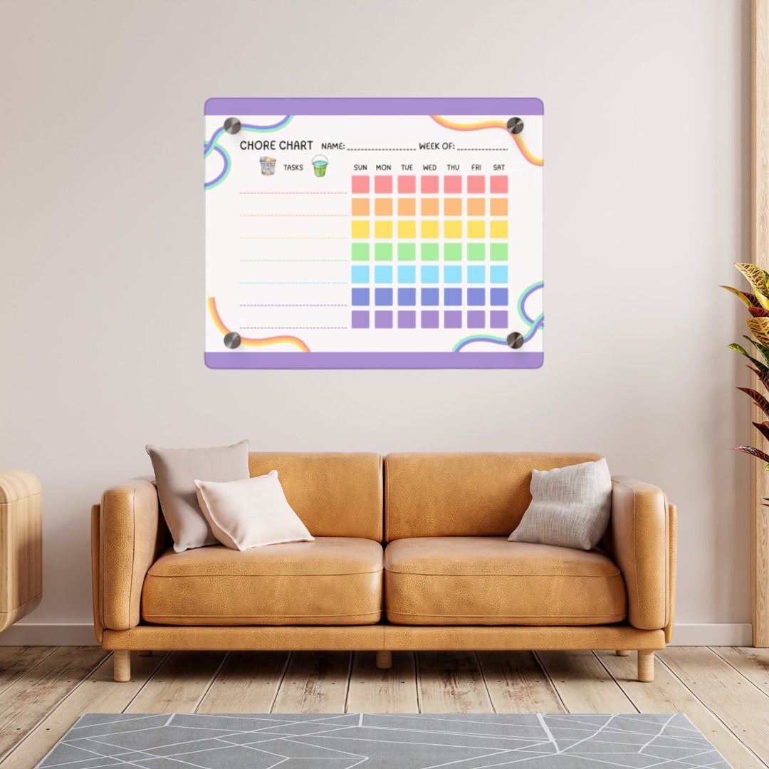Rainbow Acrylic Chore Chart Wall Organizer Planner Kids - Etsy