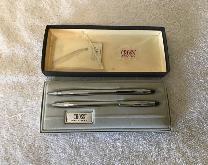 Vintage Cross Chrome Pen and Pencil Set - Etsy