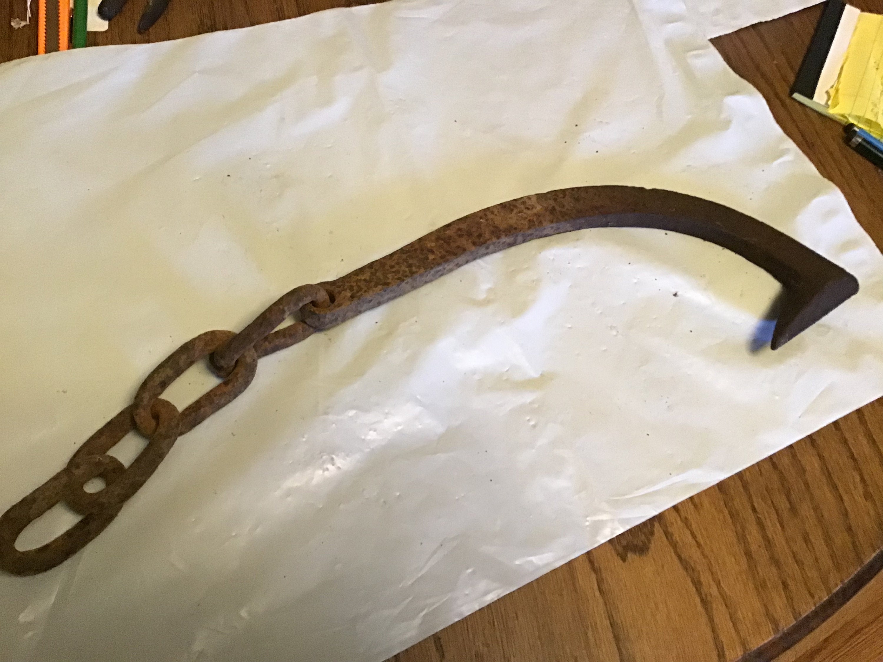Old Vintage Cast Iron Blacksmith Made Logging Hook With Short Chain ...