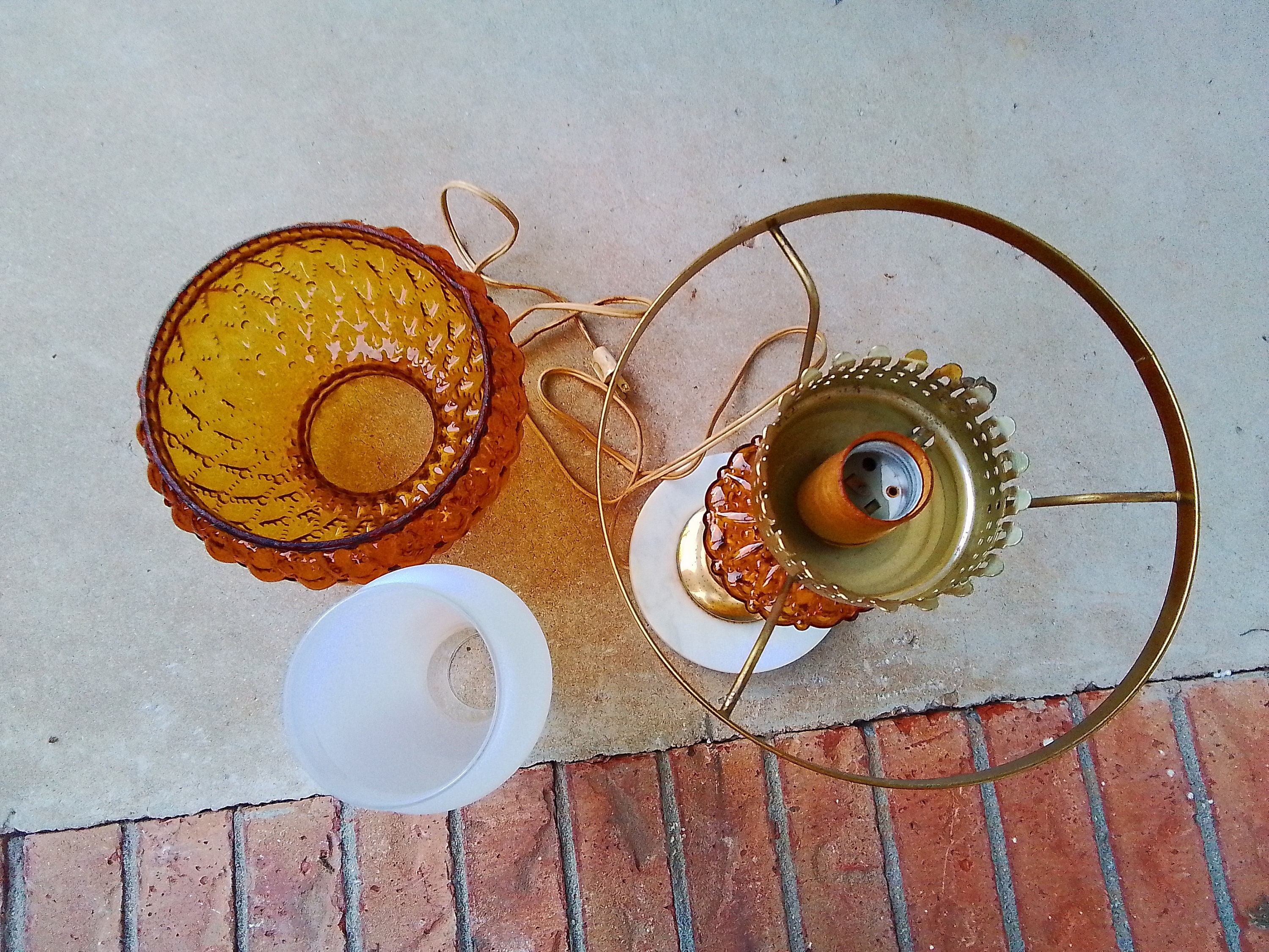 Vintage Tall Amber Glass Table Lamps - Etsy