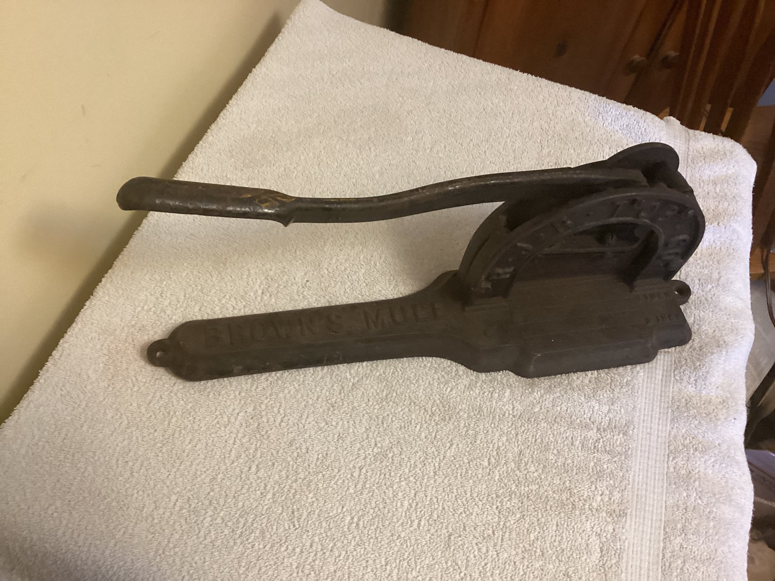 Antique Cast Iron Brown’s Mule Tobacco Cutter R.J.R. T.O.B. Co. Made by ...