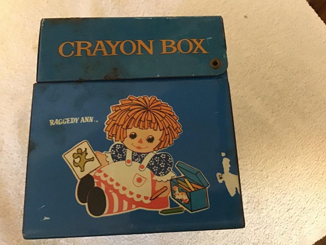 Vintage Raggedy Ann and Andy Metal Crayon Box With Crayons - Etsy
