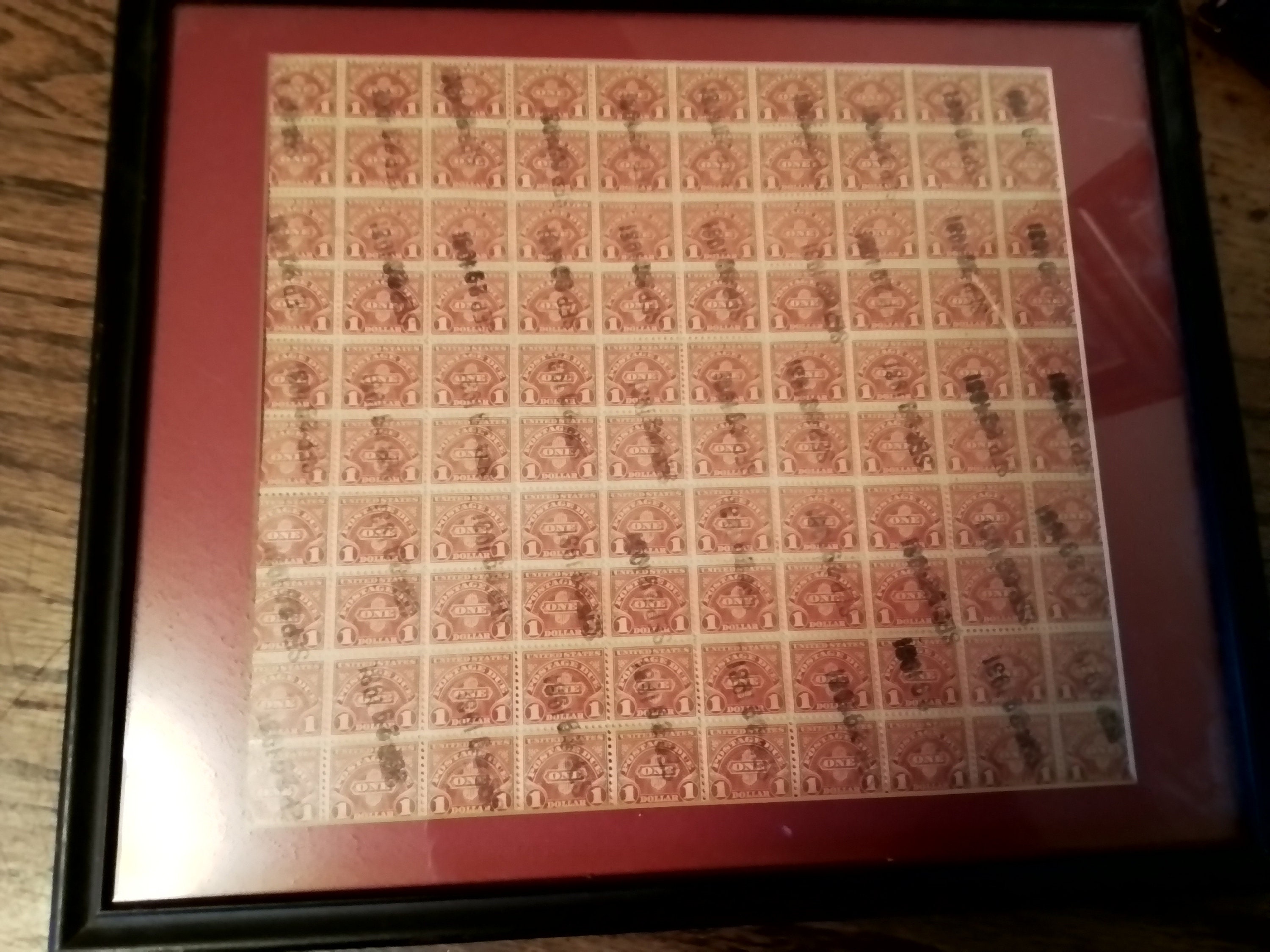 Vintage Unused and Framed 1 Dollar Postage Stamps From Herbert Hoover ...