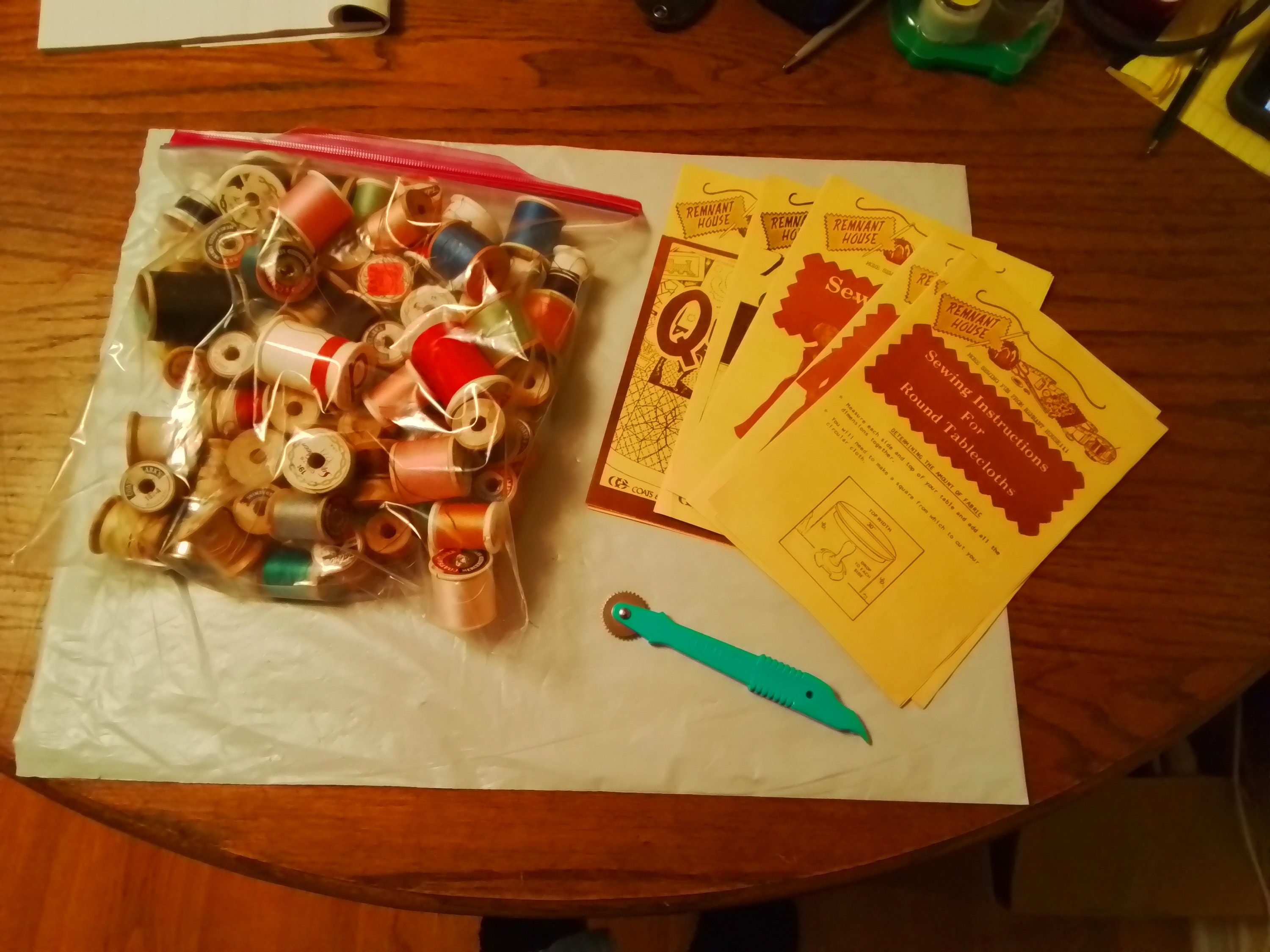 Tracing Wheel , About 60 Spools of Thread and How to Sew Pamphlets. - Etsy