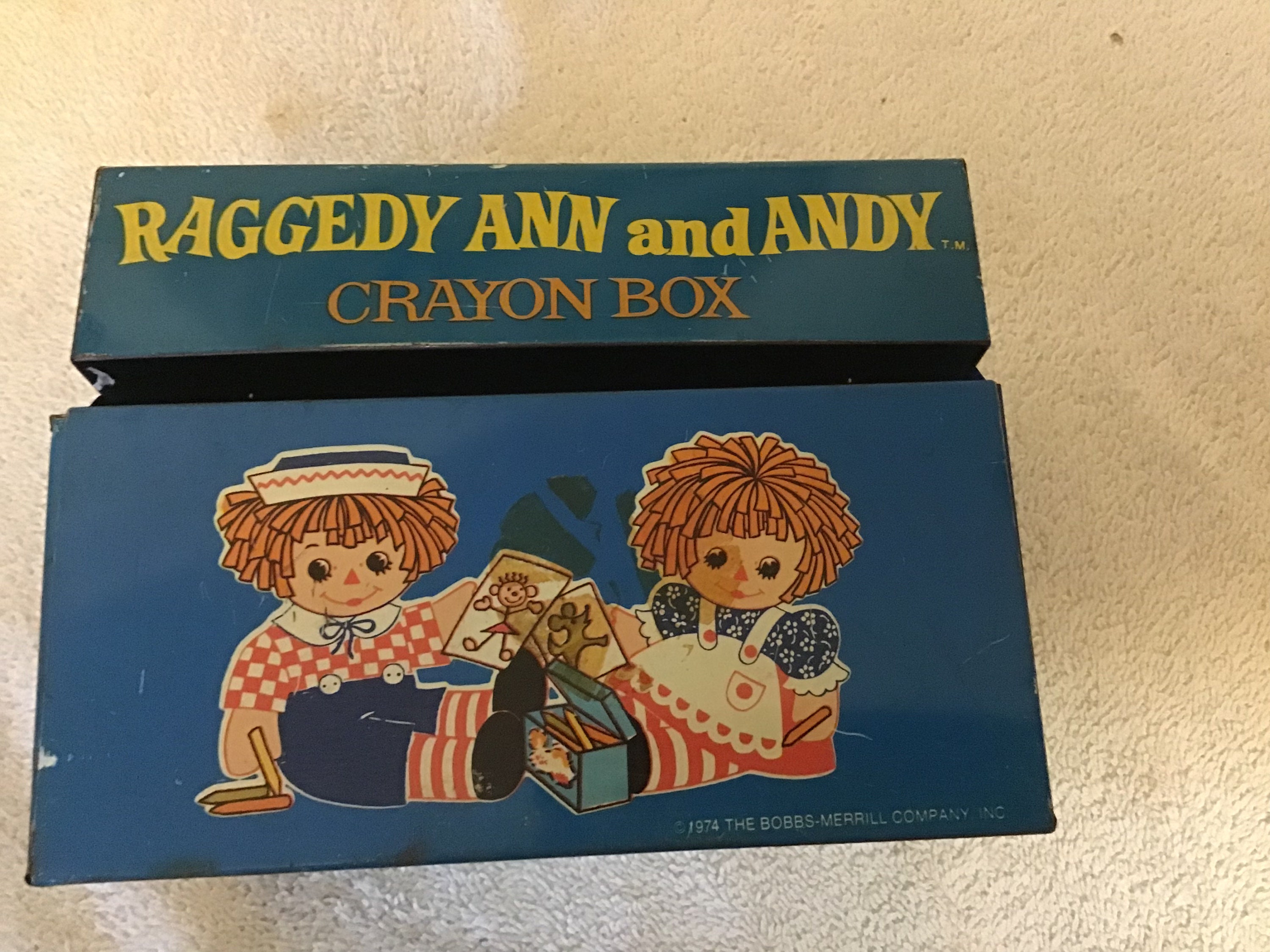 Vintage Raggedy Ann and Andy Metal Crayon Box With Crayons - Etsy