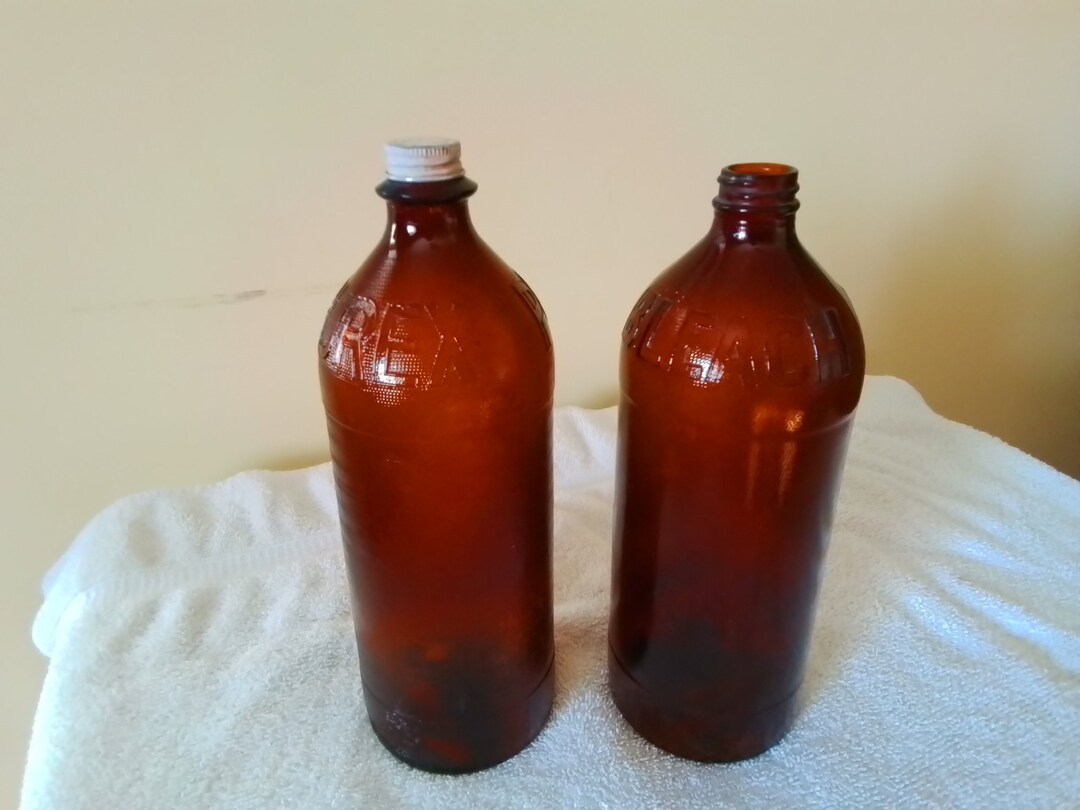 Vintage Quart Bleach Bottles, Amber -brown Colored . One is Purex and ...