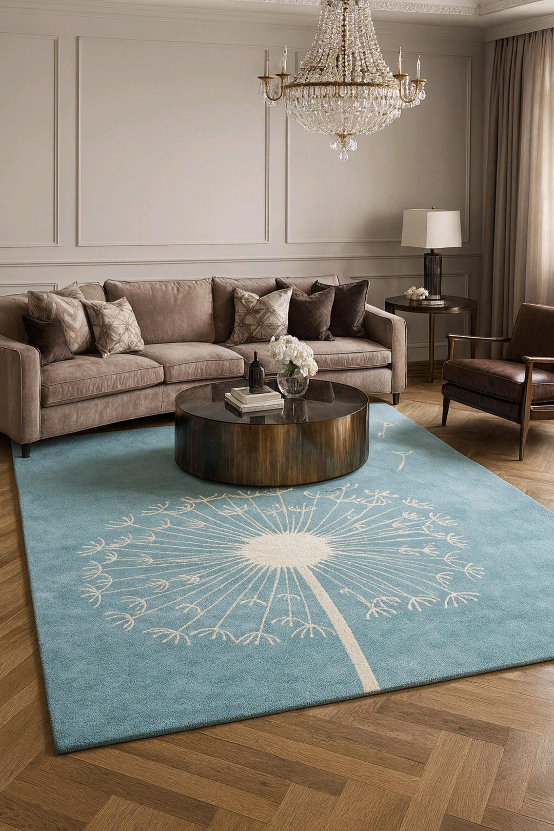 Hand Tufted Dandelion Rug, Blue Wool Kids Nursery Modern Area Rug - Etsy
