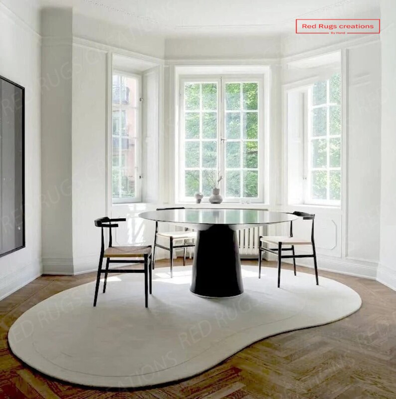Oval Kidney Shaped Rug Hand-tufted 100% Wool Area Rug for Interior ...
