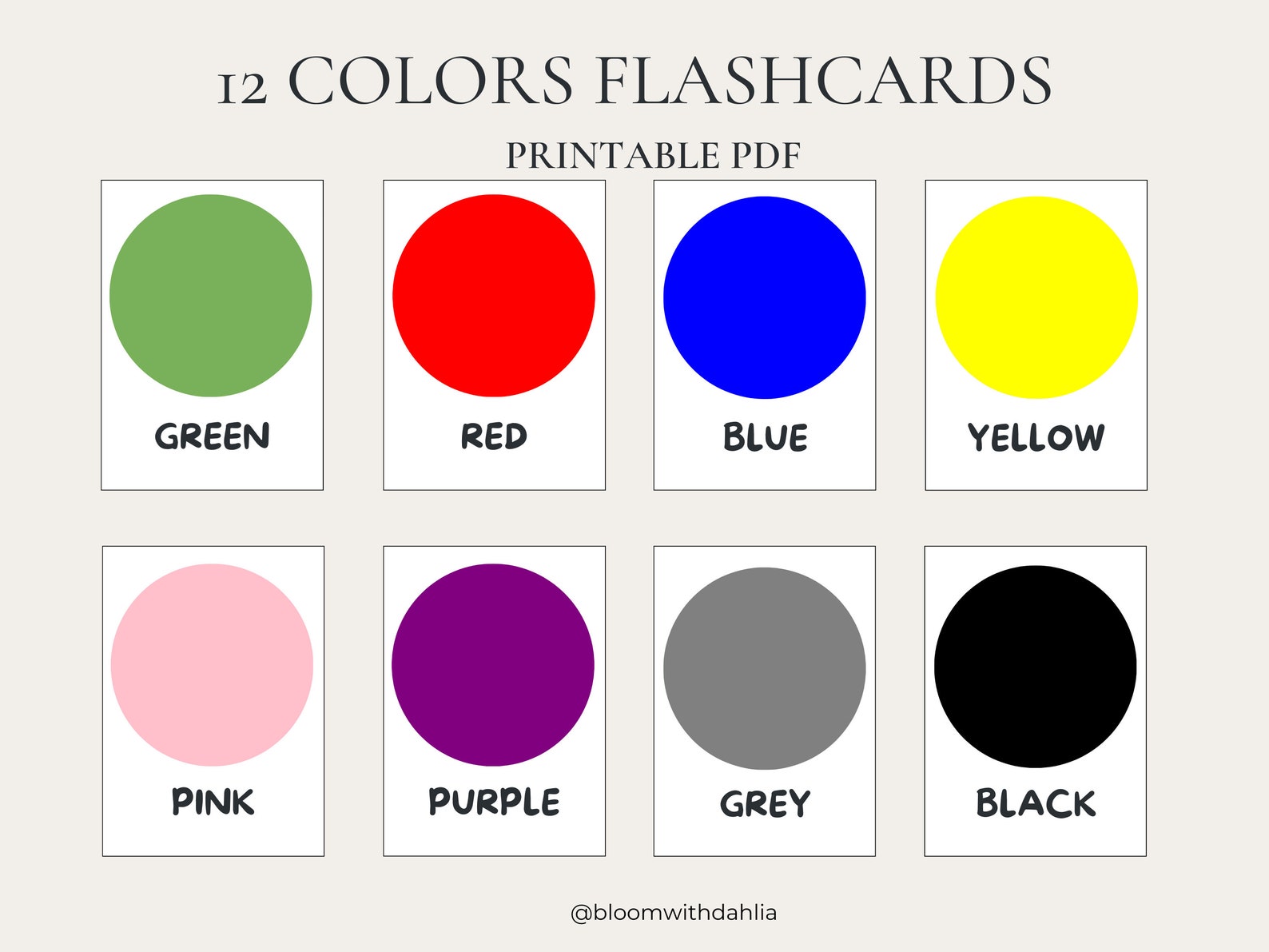 Printable Color Flashcards Set for Kids Educational Learning Cards ...
