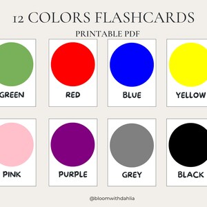 Printable Color Flashcards Set for Kids Educational Learning Cards ...