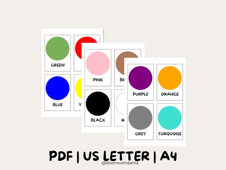 Printable Color Flashcards Set for Kids Educational Learning Cards ...