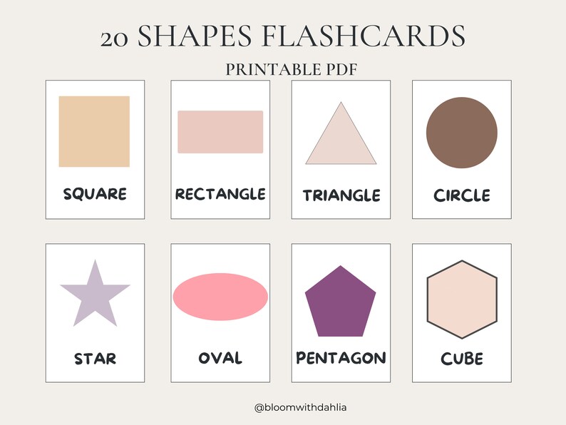 Printable Shapes Flashcards Set for Kids Educational Learning Cards ...