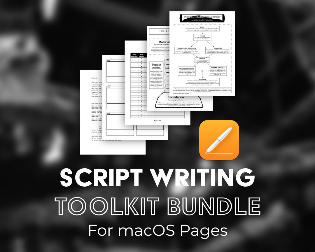 Script Writing Toolkit Bundle for Macos Pages | Screenplay, Shot List ...