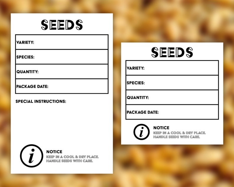 PDF Print Ready Seed Label Templates for Saving Seeds From Your Garden ...