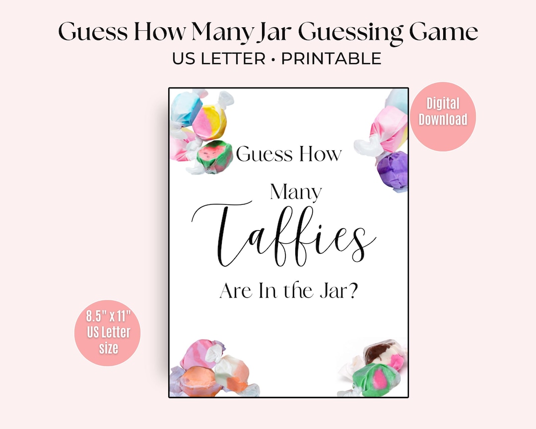 Guess How Many Game, Guessing Cards, Wedding Bridal Shower, Birthday or ...