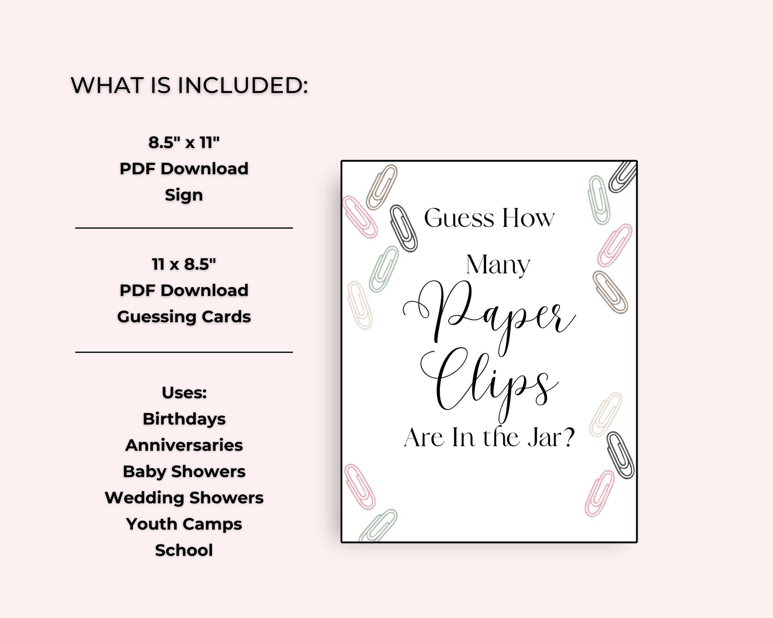 Guess How Many, Guessing Cards, Wedding Bridal Shower, Birthday ...