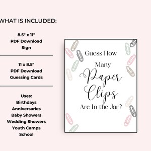 Guess How Many, Guessing Cards, Wedding Bridal Shower, Birthday ...