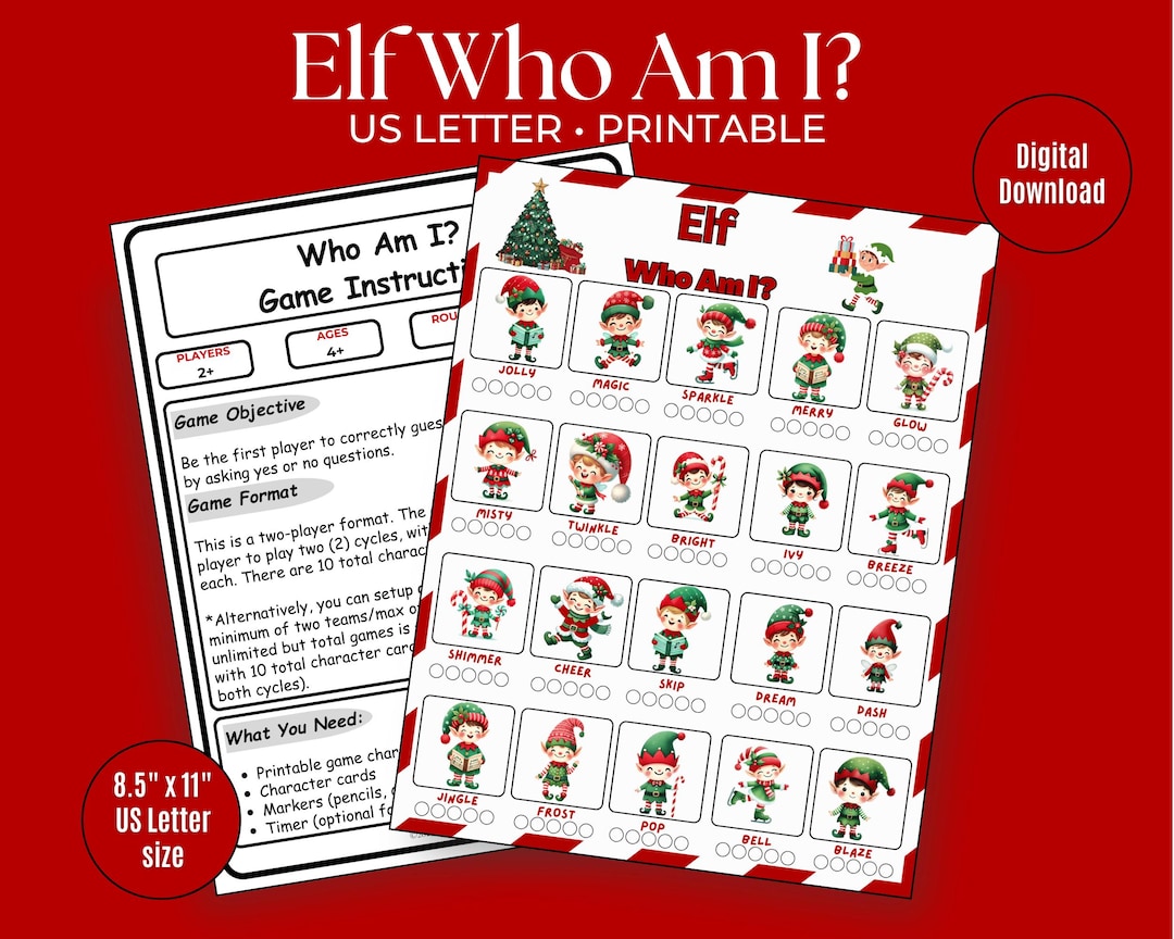 Who Am I, Guess Who, Elf Guessing Game, Christmas, Winter Game, Kid ...